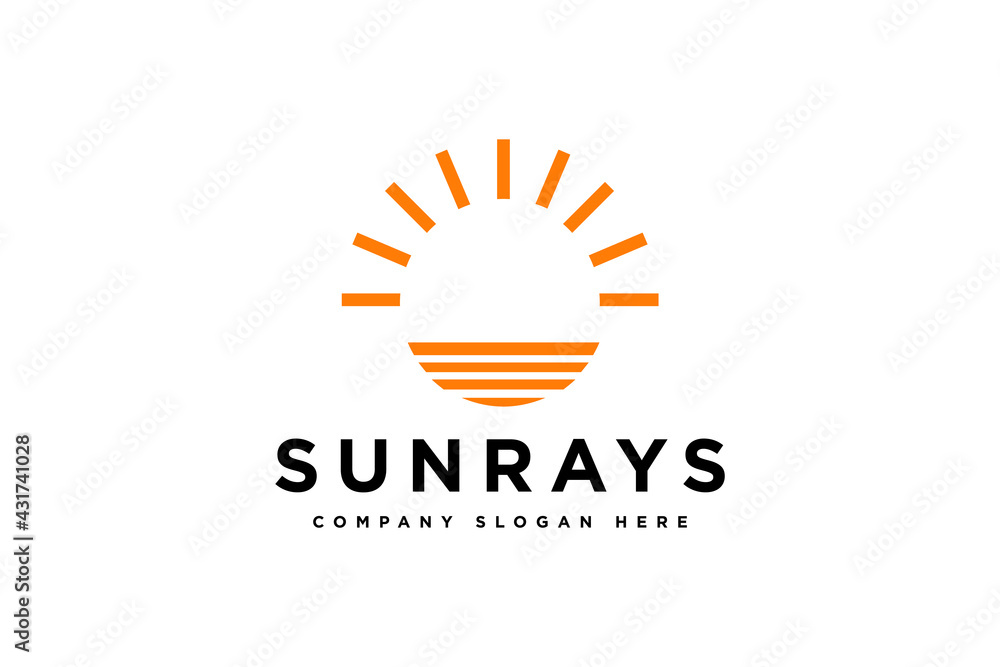 Sun light rays logo design vector illustration. Sun business logos ...