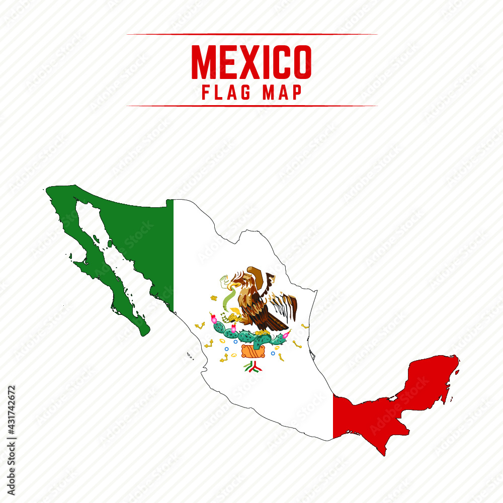 Flag Map of Mexico. Mexico Flag Map Stock Vector | Adobe Stock