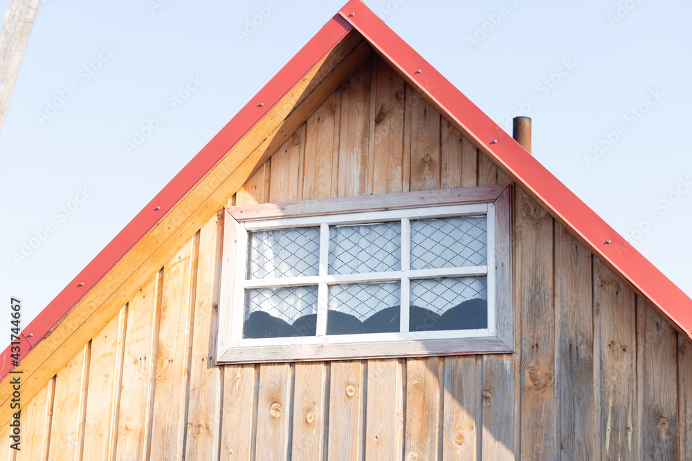 Modern house attic construction with roof guttering and panoramic ...