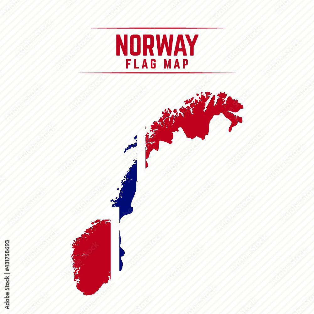 Flag Map of Norway. Norway Flag Map Stock Vector | Adobe Stock