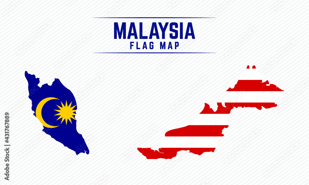Flag Map of Malaysia. Malaysia Flag Map Stock Vector | Adobe Stock