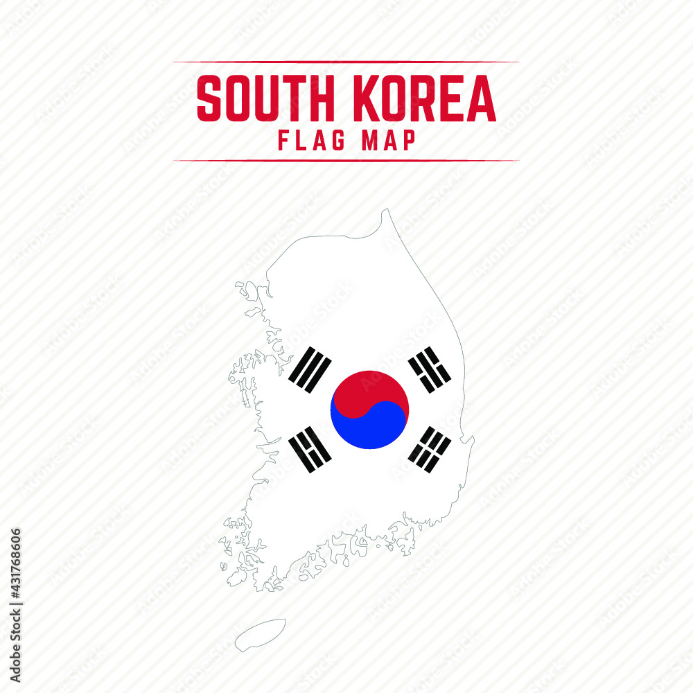 Flag Map of South Korea. South Korea Flag Map Stock Vector | Adobe Stock