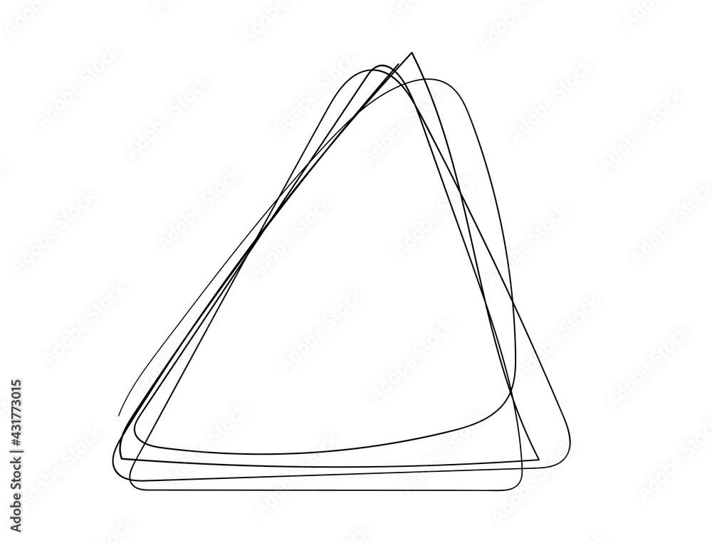 hand drawn scribble triangle. abstract triangular frame in doddles ...