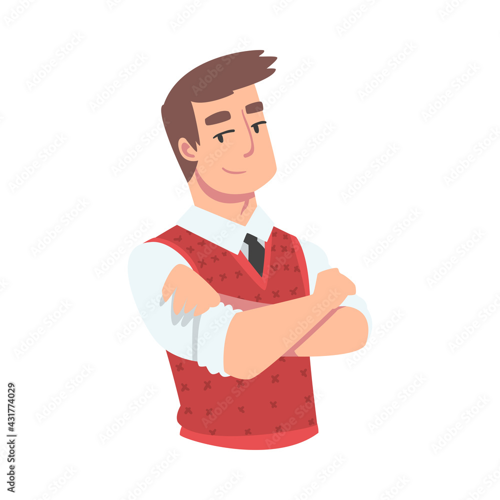 Confident Young Man Standing Folding his Arms, Self Pride, Acceptance ...