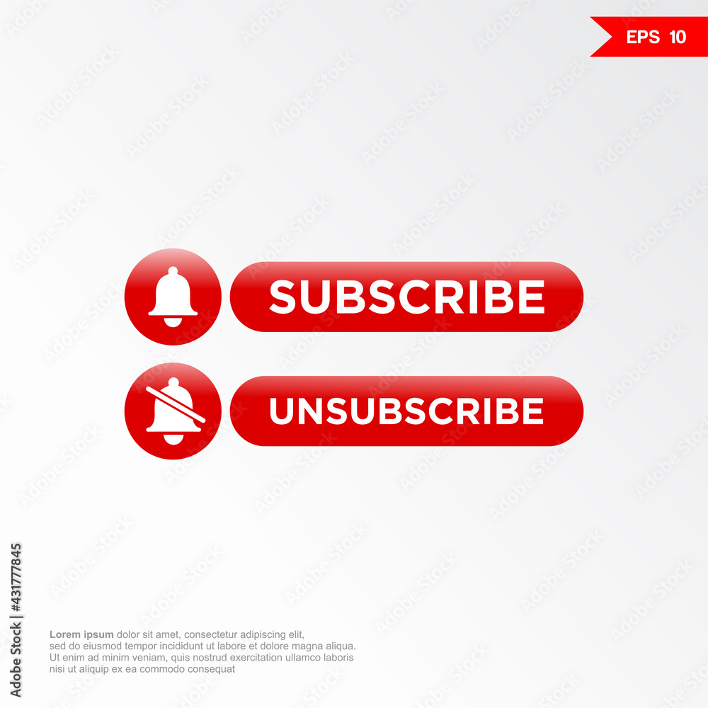 Subscribe Button Template with the notification bell icon and ...