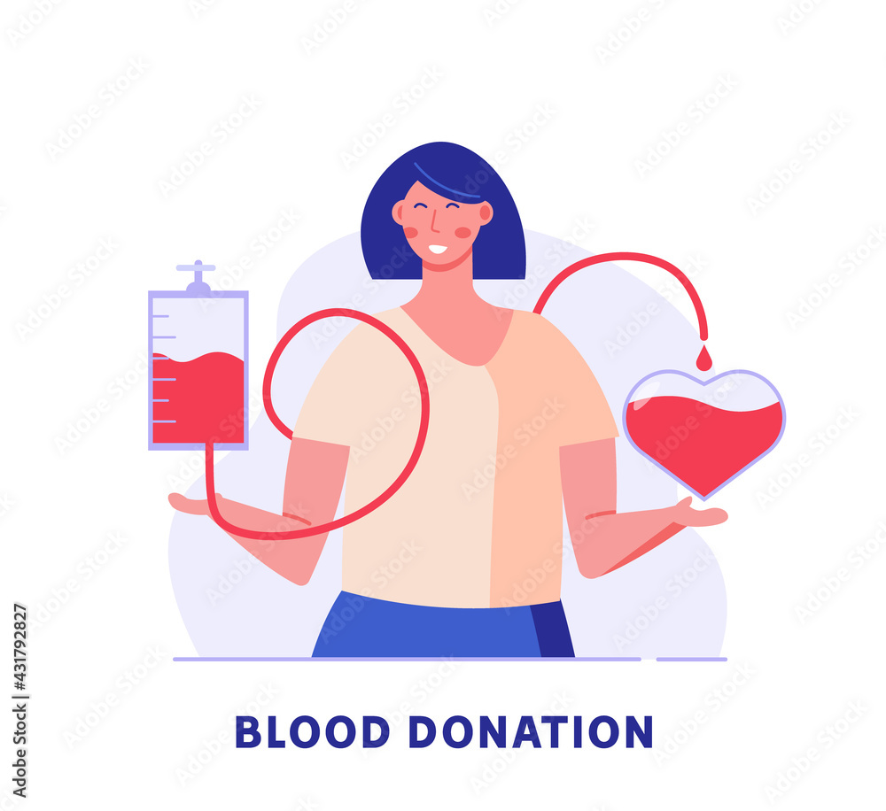 Volunteer woman donating blood near heart. Donor. Concept of donation ...