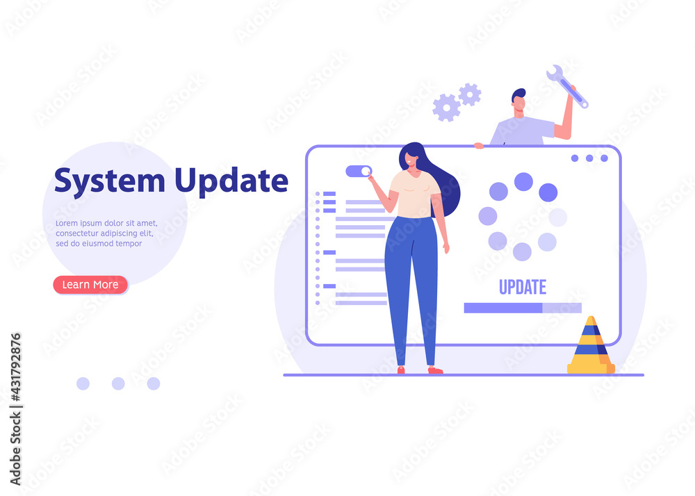 User updating operation system with progress bar. Software upgrade and ...