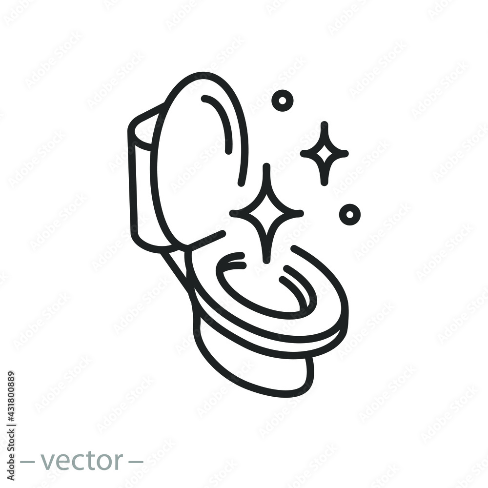 clean toilet icon, shine surface wc bowl, hygiene bathroom concept ...