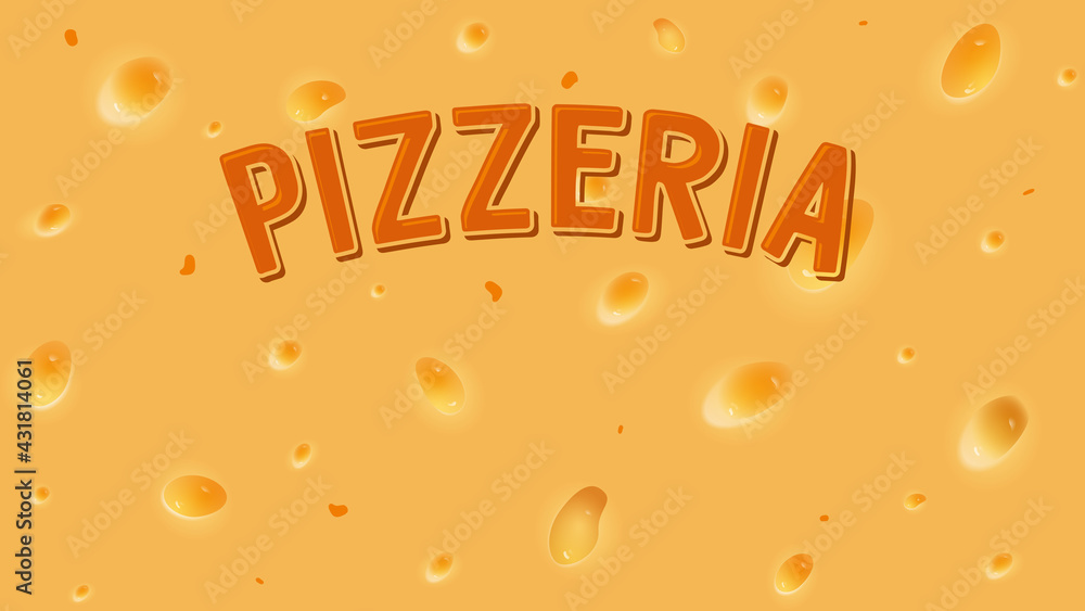 The logo of the pizzeria on the background of cheese. Pizza vector ...