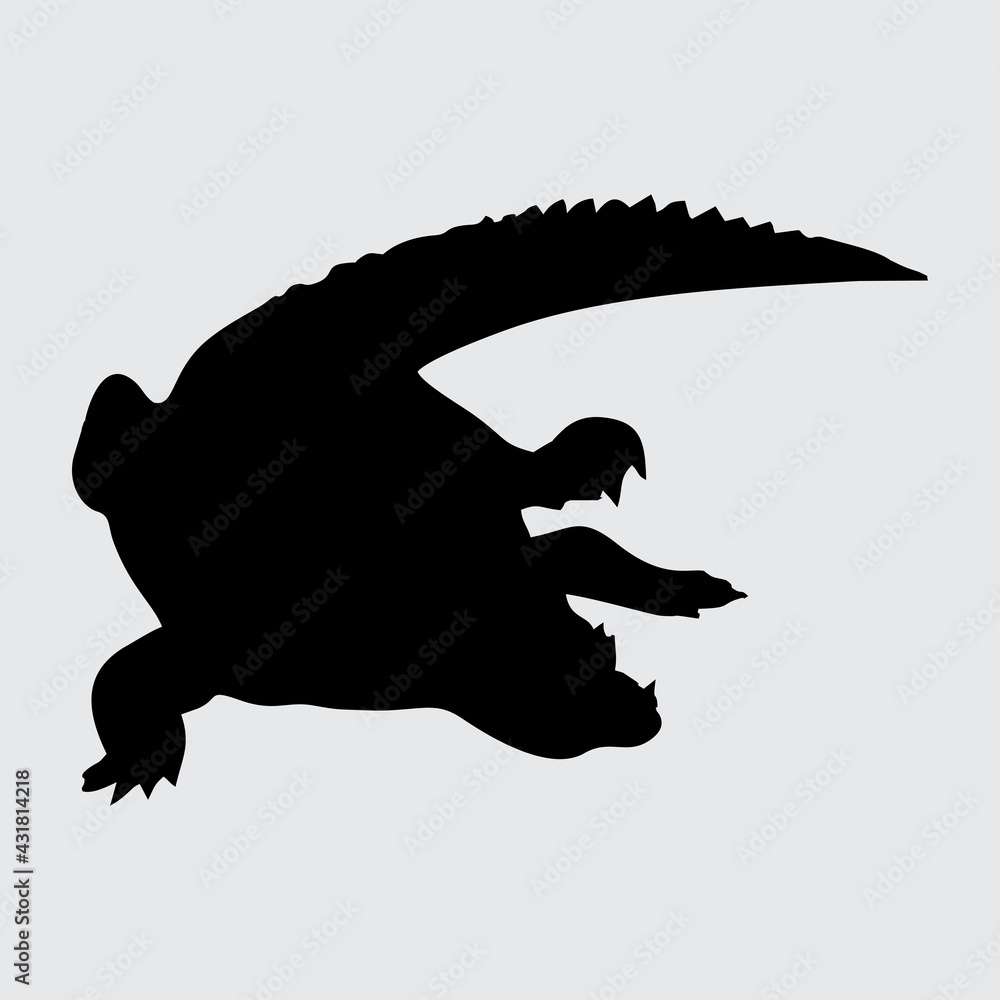 Crocodile Silhouette, Crocodile Isolated On White Background Stock ...