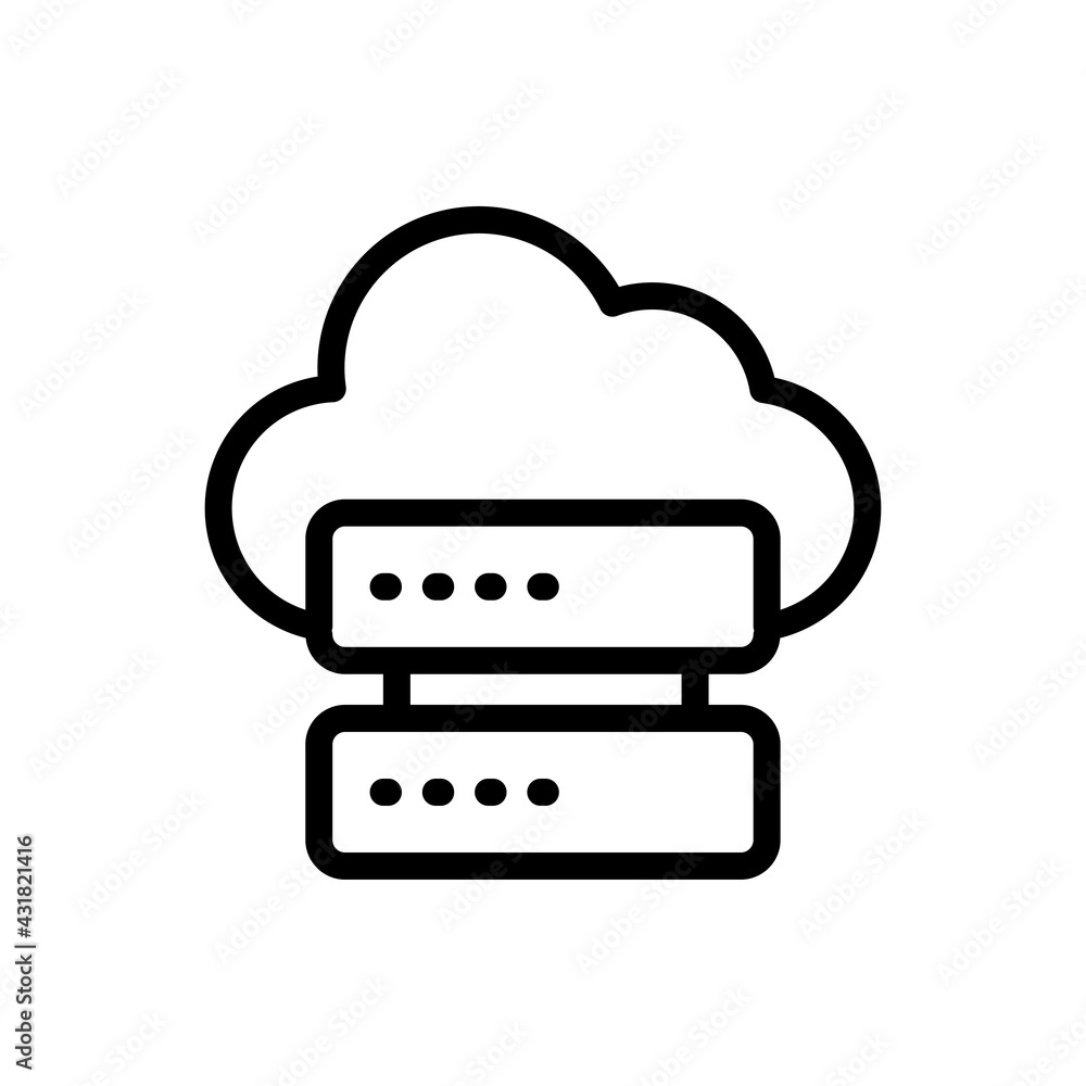 Server Cloud Vector Outline Icon. Data Storage Symbol EPS 10 FIle Stock ...