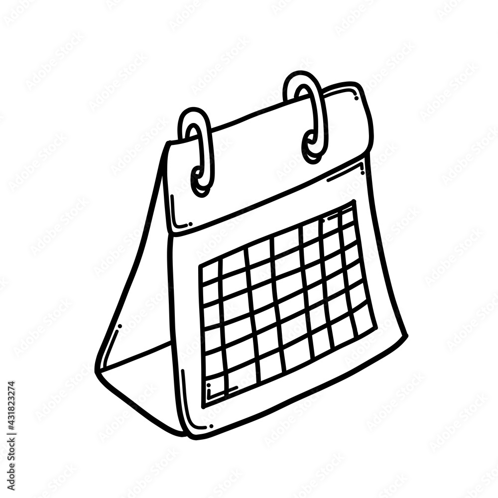 Calendar Doodle vector icon. Drawing sketch illustration hand drawn ...
