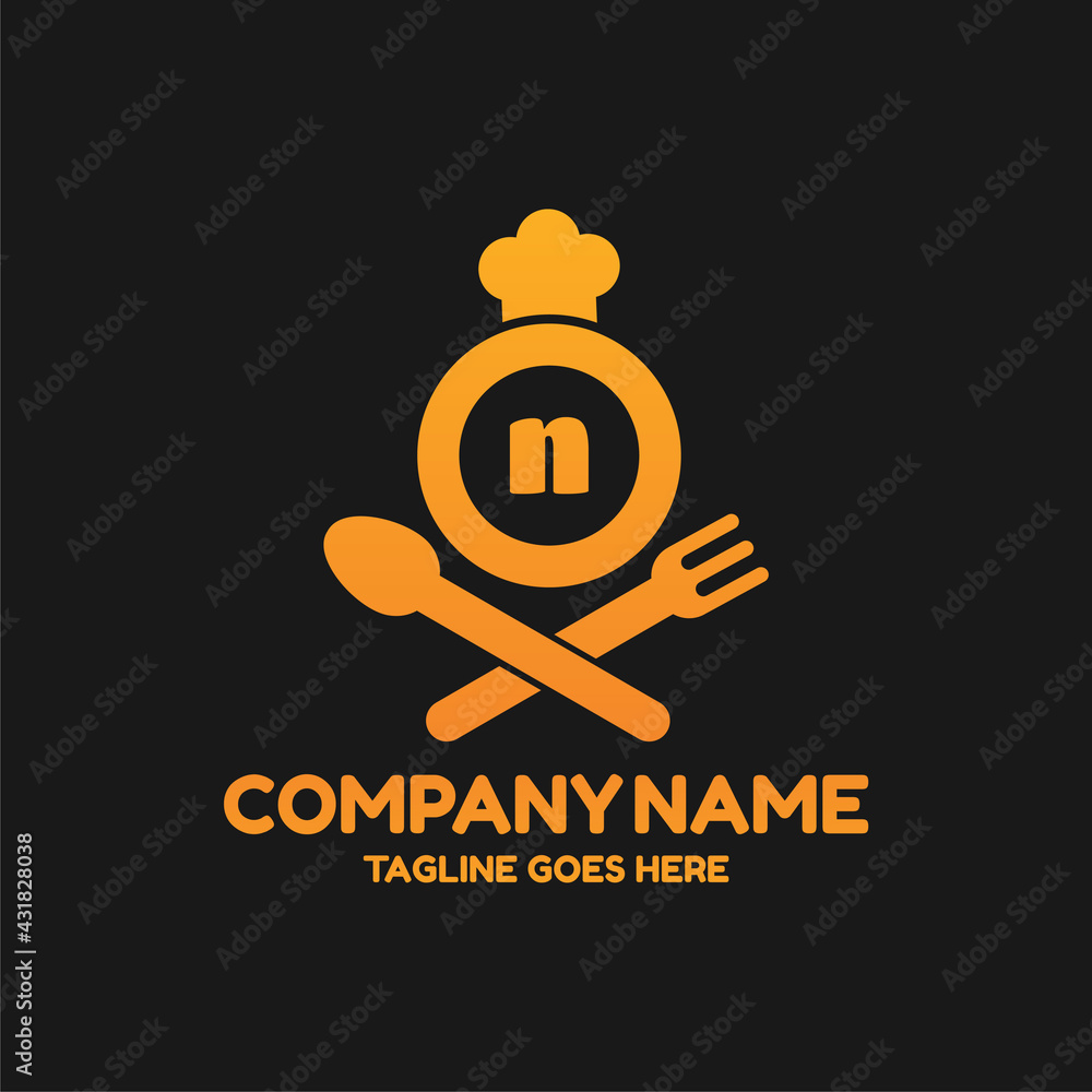 Vetor de Initial letter N food Logo Design Template. Illustration ...