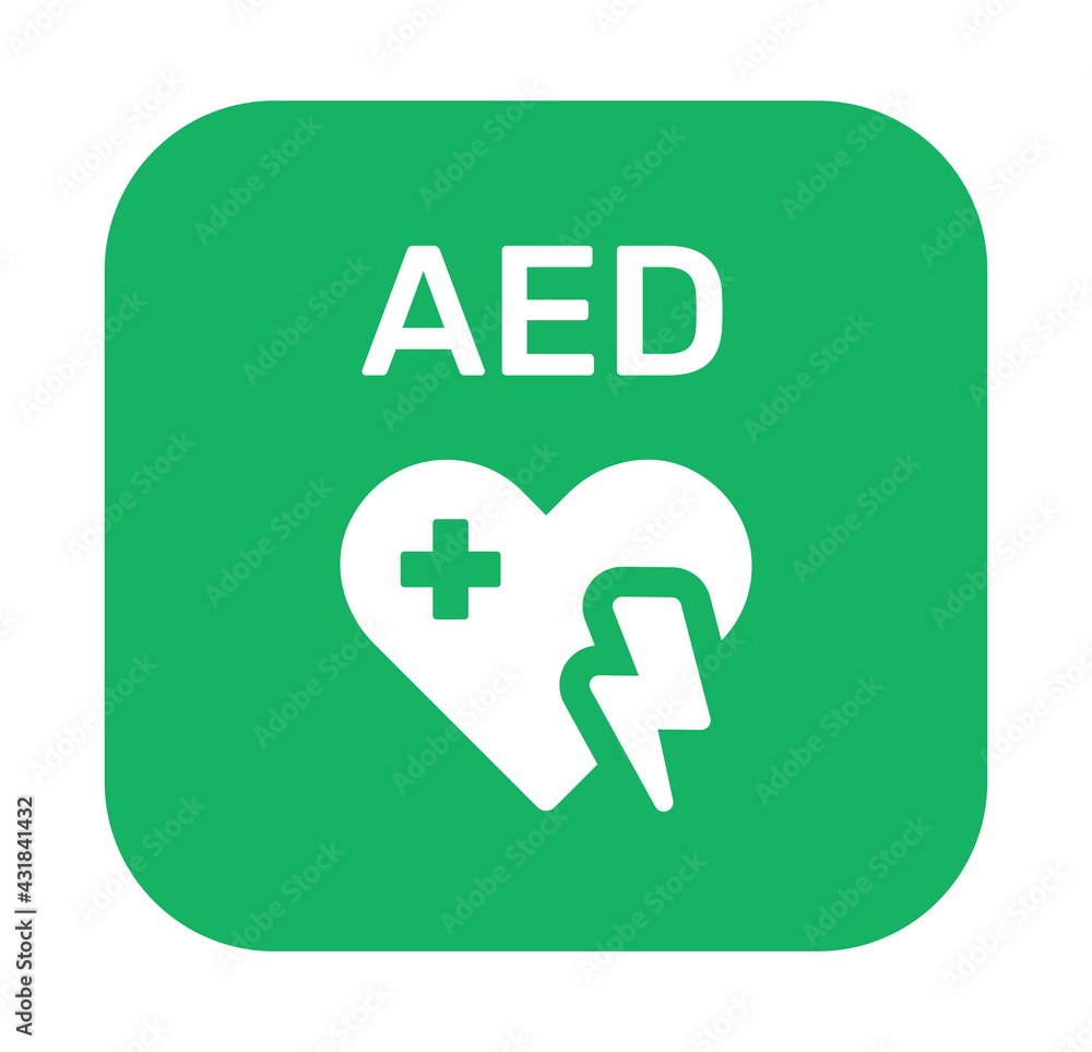 AED symbol icon. Heart first aid defibrillator sign. Stock Vector ...