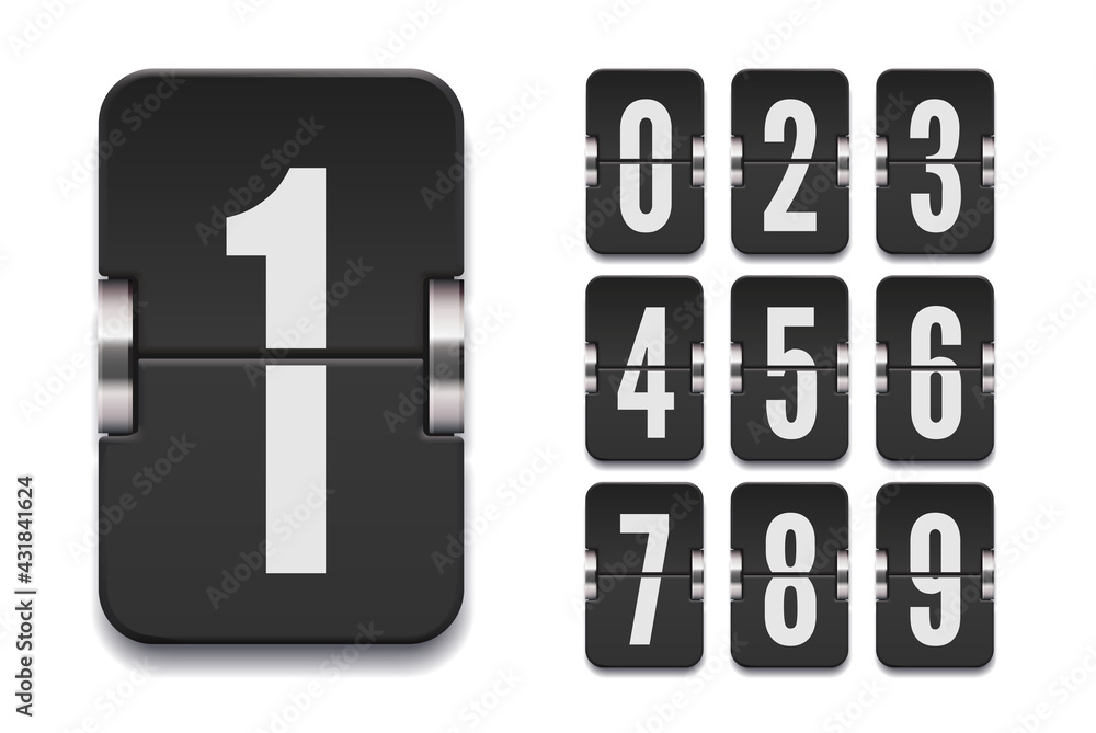Numeric Flip Scoreboard Set With Shadows For Black Countdown Timer Or