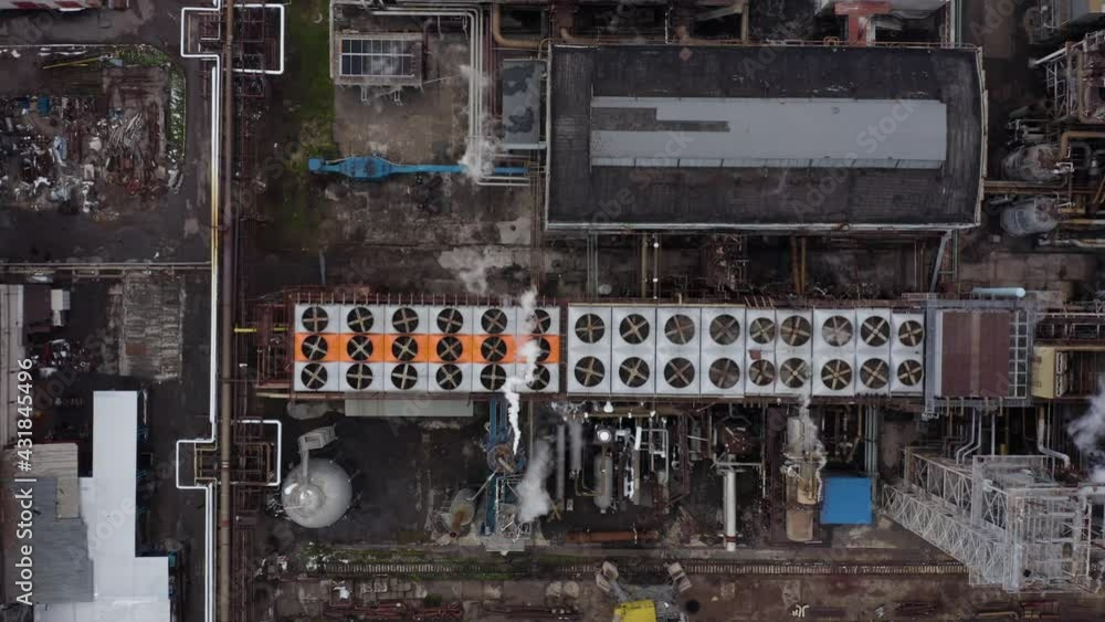 Chemical processing plant. Aerial view of Modern high-tech production ...