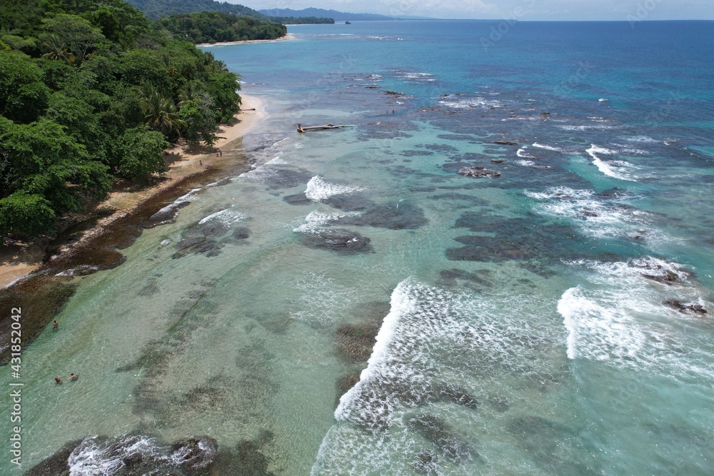 Caribbean Coast of Limon in Costa Rica -aerial views of Cocles, Punta ...
