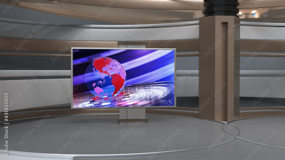 News Studio, Backdrop For TV Shows .TV On Wall.3D Virtual News Studio ...
