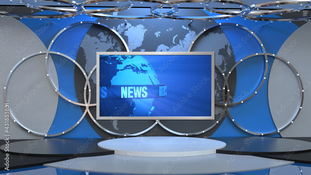 News Studio, Backdrop For TV Shows .TV On Wall.3D Virtual News Studio ...