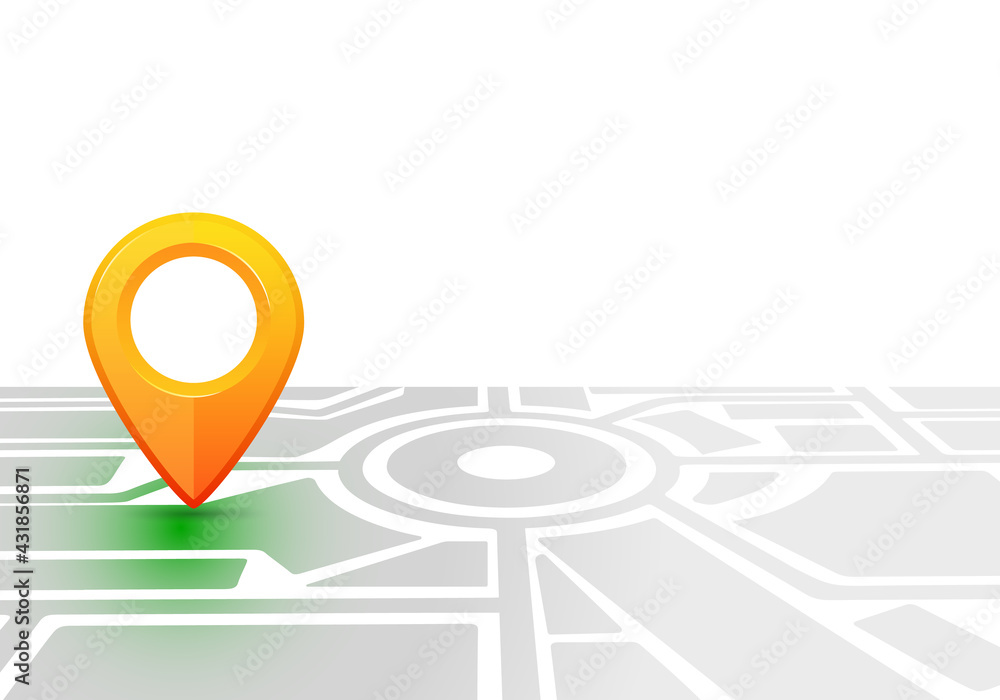 City map with a scheme of movement. GPS checks the location of the ...