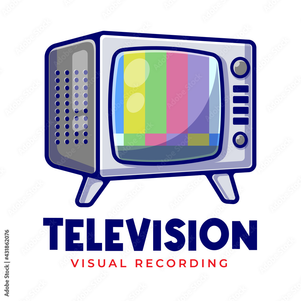 Vintage Television No Signal Mascot Cartoon Logo Template. Television ...