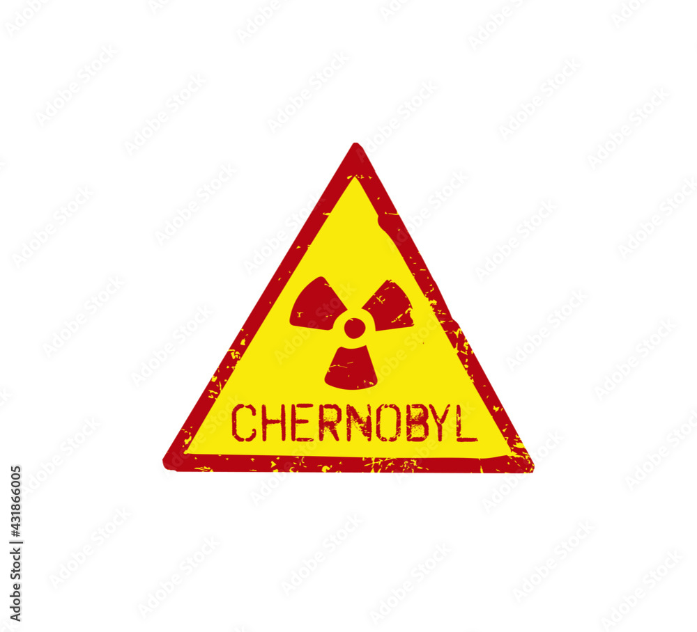 Chernobyl word Radioactive radiation warning icon symbol shape. Atomic ...
