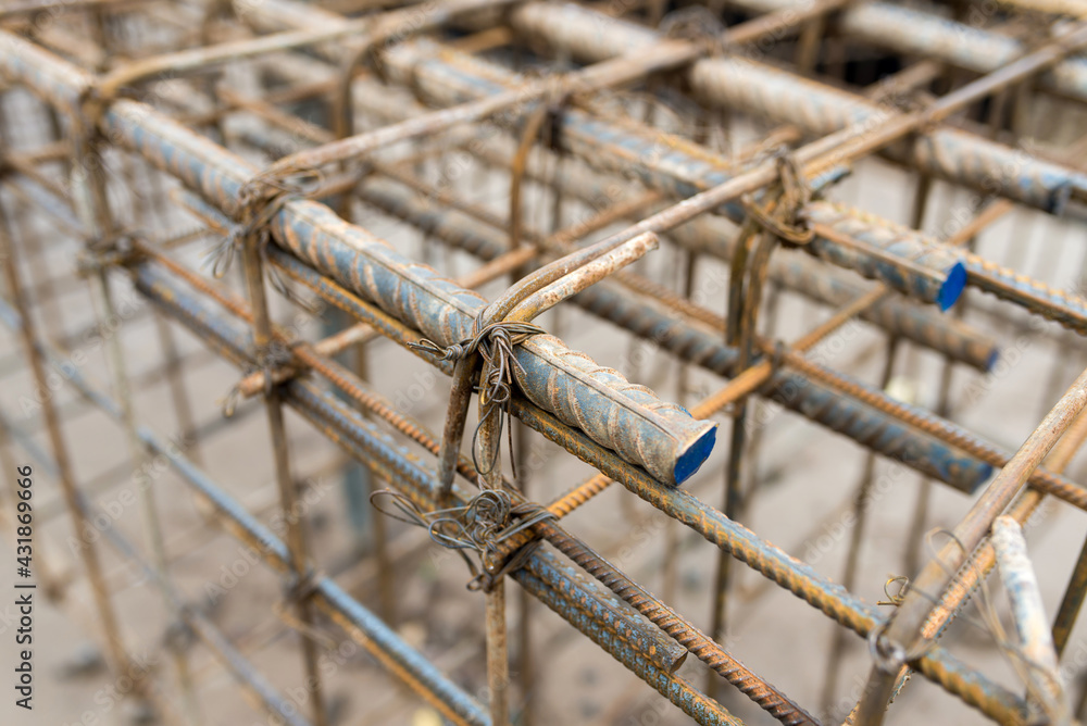 corner of the reinforced concrete pylon of the transport bridge close ...