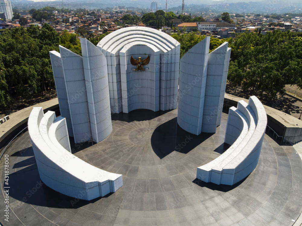 Aerial shoot of Monument to the Struggle (Monumen Perjuangan), Landmark ...