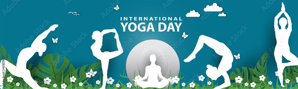 21 june-international yoga day,paper cut yoga body posture, human ...