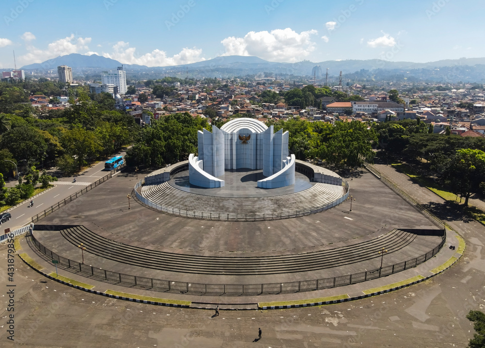 Aerial shoot of Monument to the Struggle (Monumen Perjuangan), Landmark ...