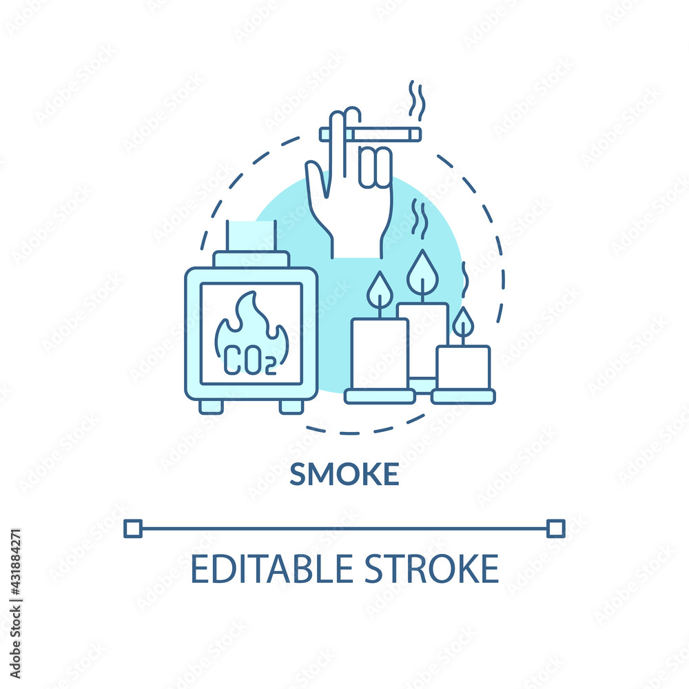 Smoke concept icon. Indoor air pollution idea thin line illustration ...