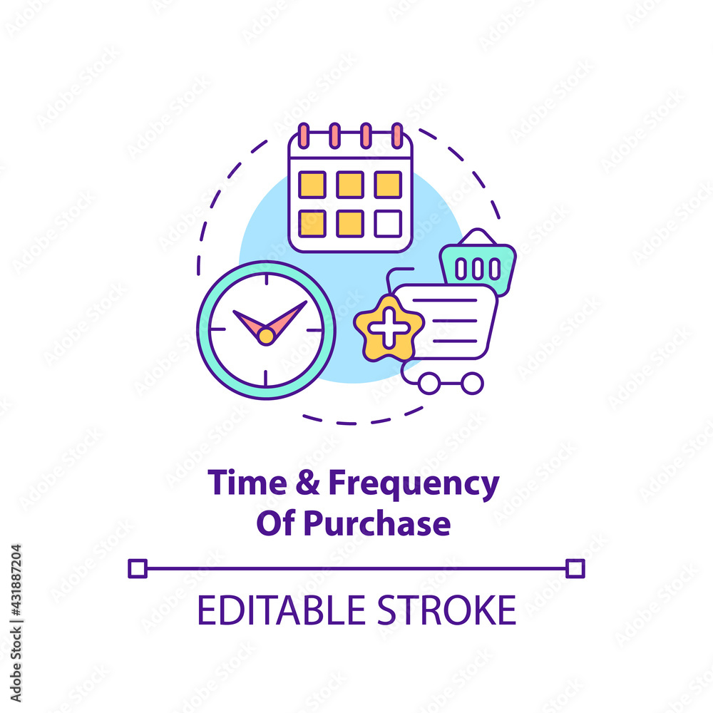 Purchase time and frequency concept icon. Customer behavior pattern ...