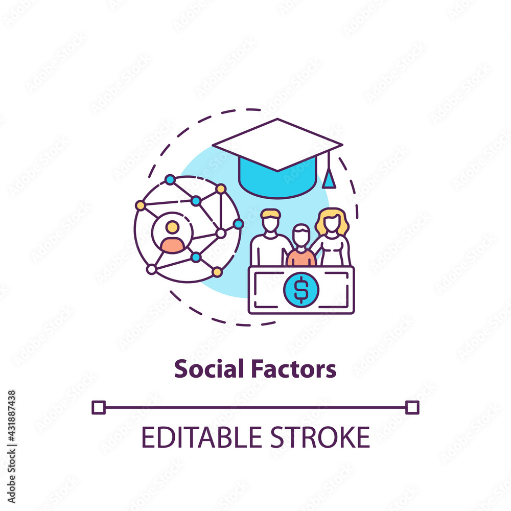 Social factors concept icon. Purchase decision factor idea thin line ...