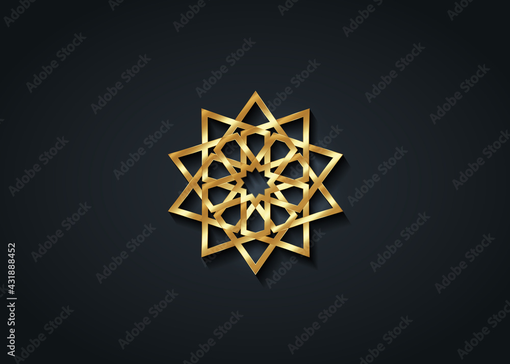 Arabic Decorative Pattern. Islamic Symbol, gold logo design templates ...