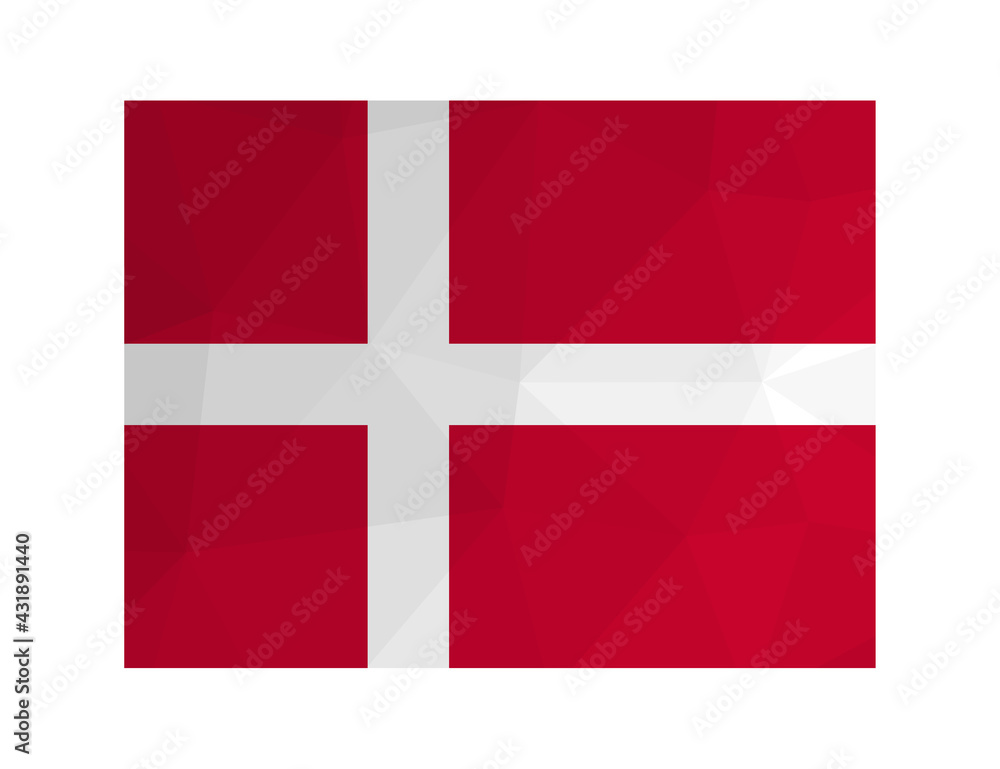 Vector isolated illustration. National Danish flag with red background ...