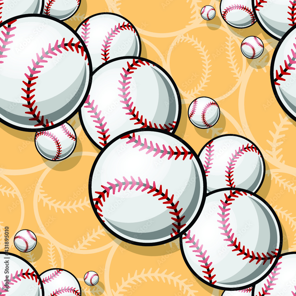Seamless pattern with baseball softball ball vector graphic. Ideal for ...