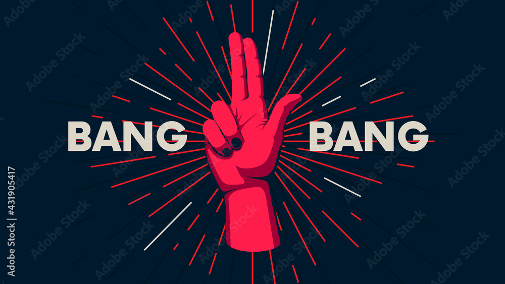 Gesture of human hand against the background of the sunburst, movement ...