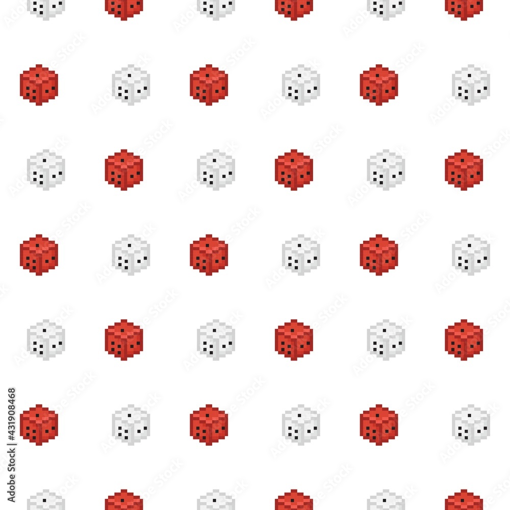 Dice pattern pixel art. Seamless pattern. Pixel art dice pattern. Stock ...