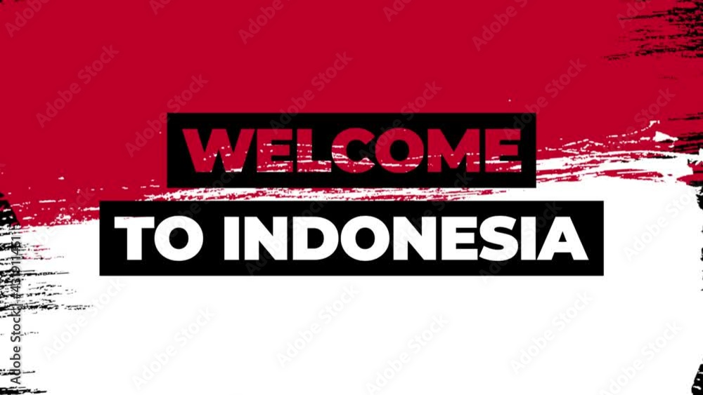 Welcome to Indonesia text animation with a national flag in the ...
