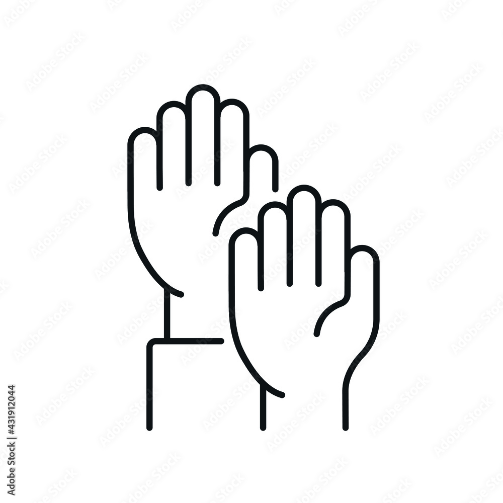 Raising hands linear icon. Voting. Thin line customizable illustration ...