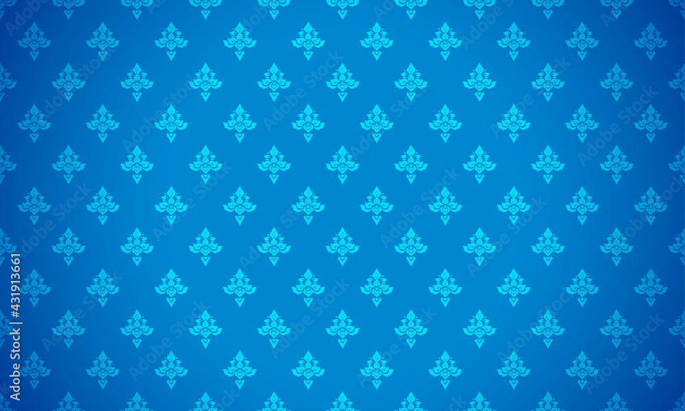 Luxury Thai pattern blue background vector illustration. lai Thai ...