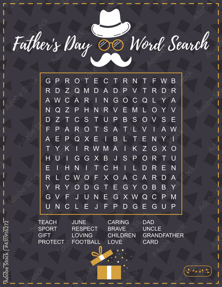 Father's Day word search puzzle. Crossword suitable for social media ...