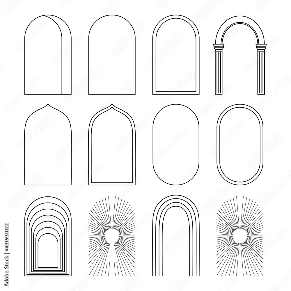 Set of arches. Vector illustration of frames. Stock Vector | Adobe Stock