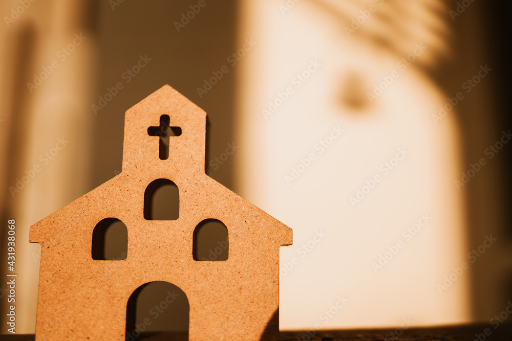 Wooden Church background.Christianity, Catholic, Cross and Jesus christ ...