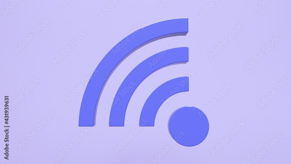 3D render of an abstract animation of a wifi symbol. 3D animation of ...