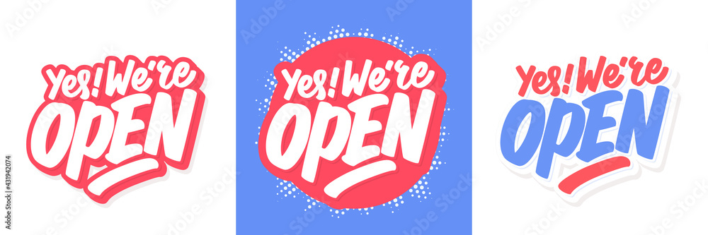 Yes. We're open. Vector lettering handwritten sign. Stock Vector ...