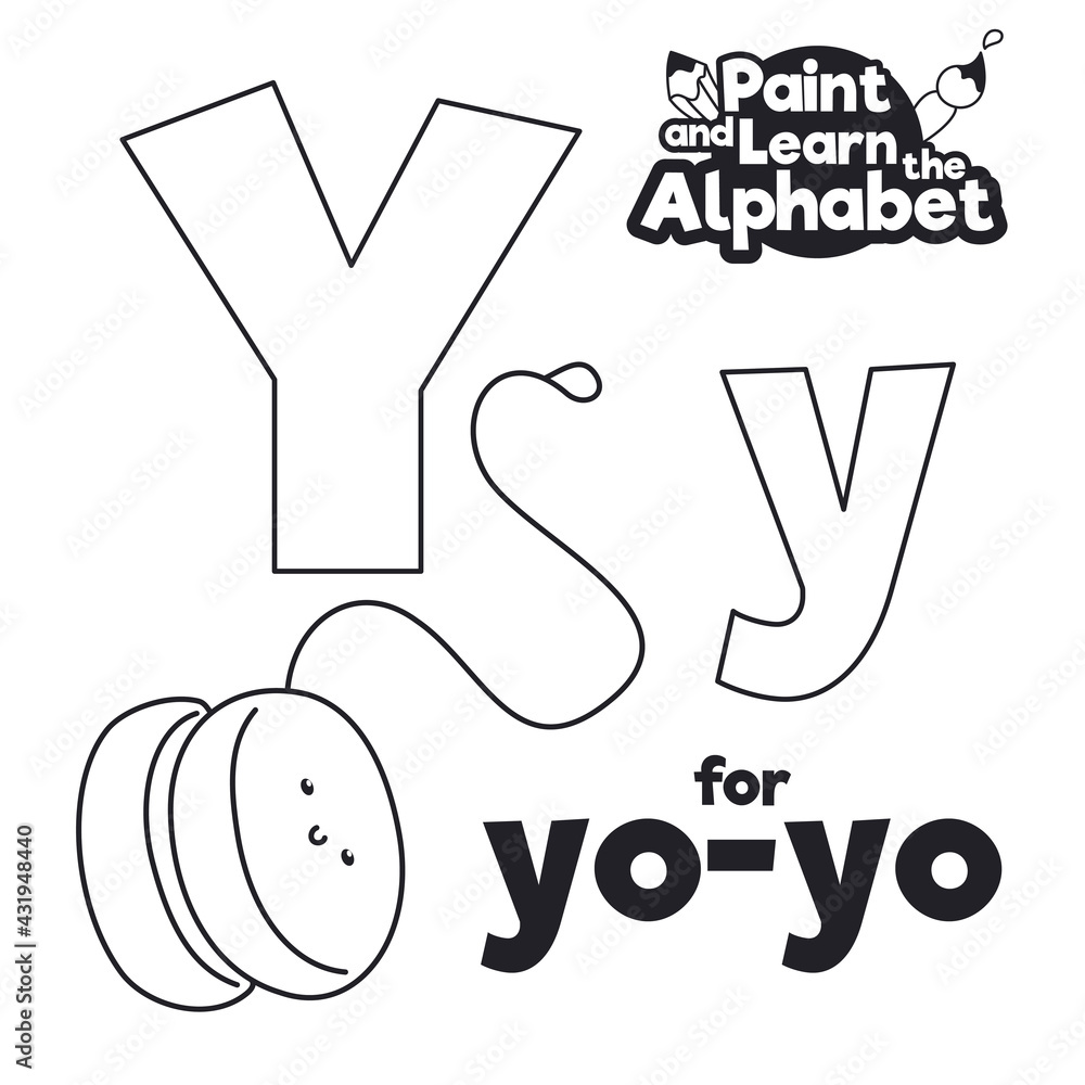 Didactic Alphabet to Color it, with Letter Y and Yo-yo, Vector ...