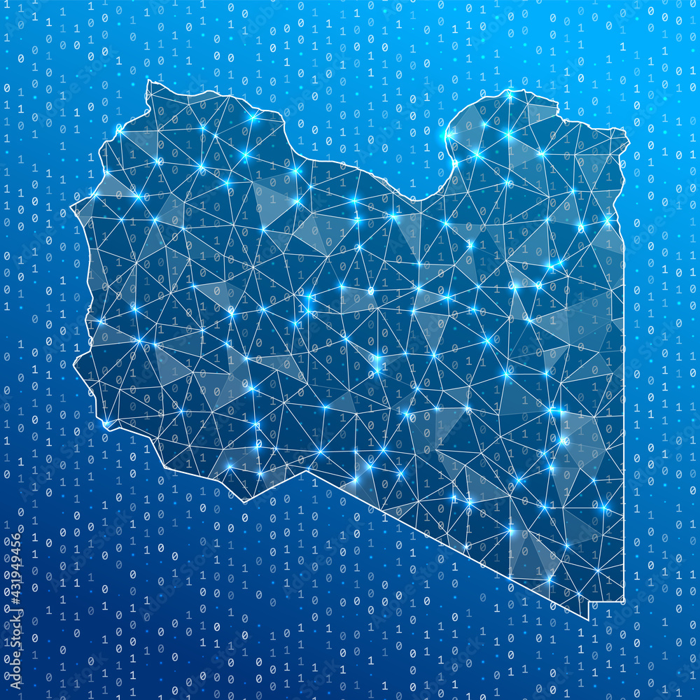 Network map of Libya. Country digital connections map. Technology ...