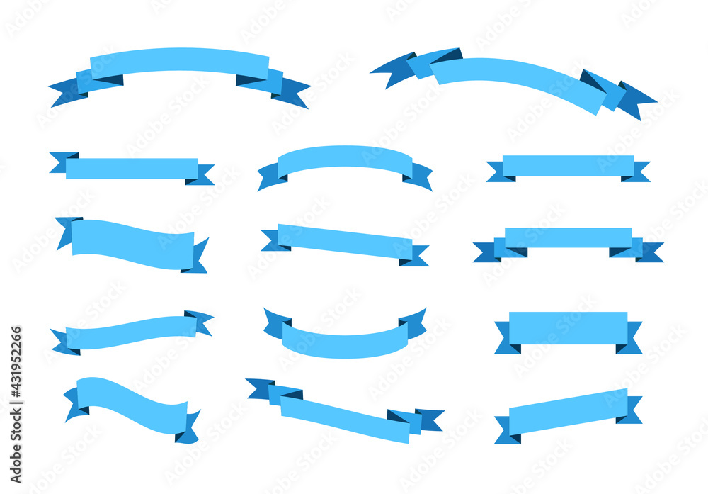 Vector set of light blue banners isolated on white background, vintage ...