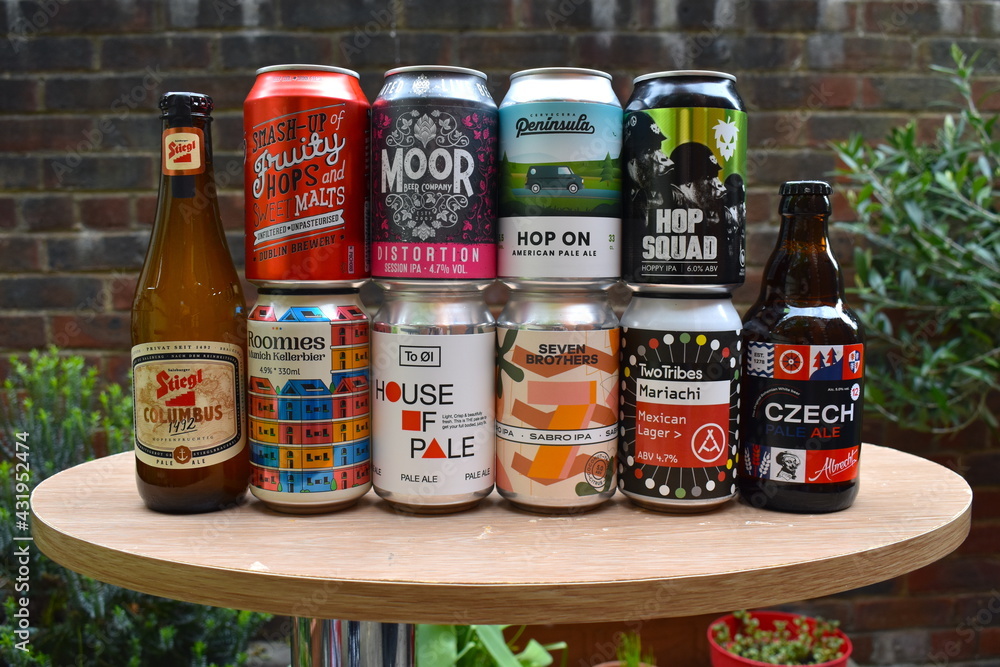 Selection of European craft beers in London, UK on May 3, 2021 from ...